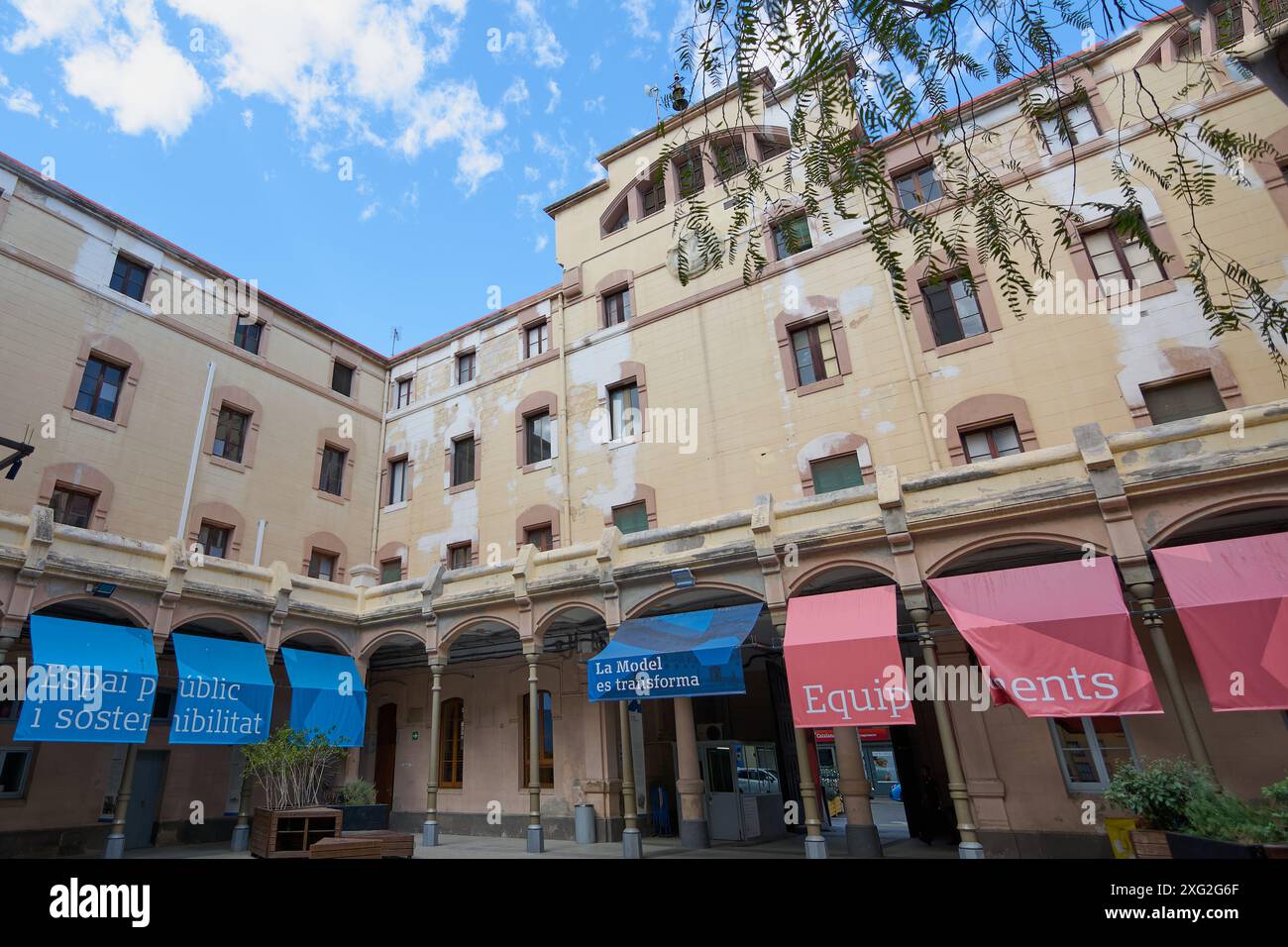Barcelona, SPAIN - JULY 6, 2024: View of the inner courtyard of the ...