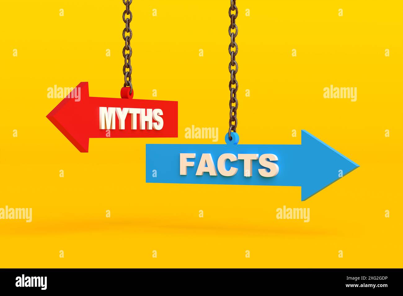 Myths vs facts. Directional arrow signs with the words myths and facts ...