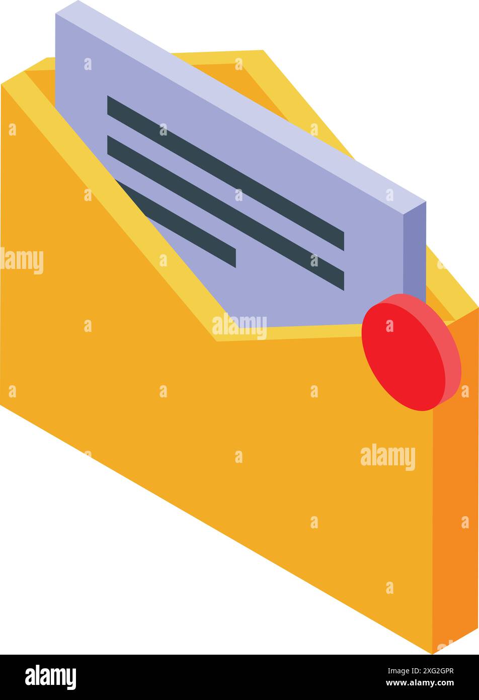 Yellow envelope is slightly open revealing a letter inside with lines ...