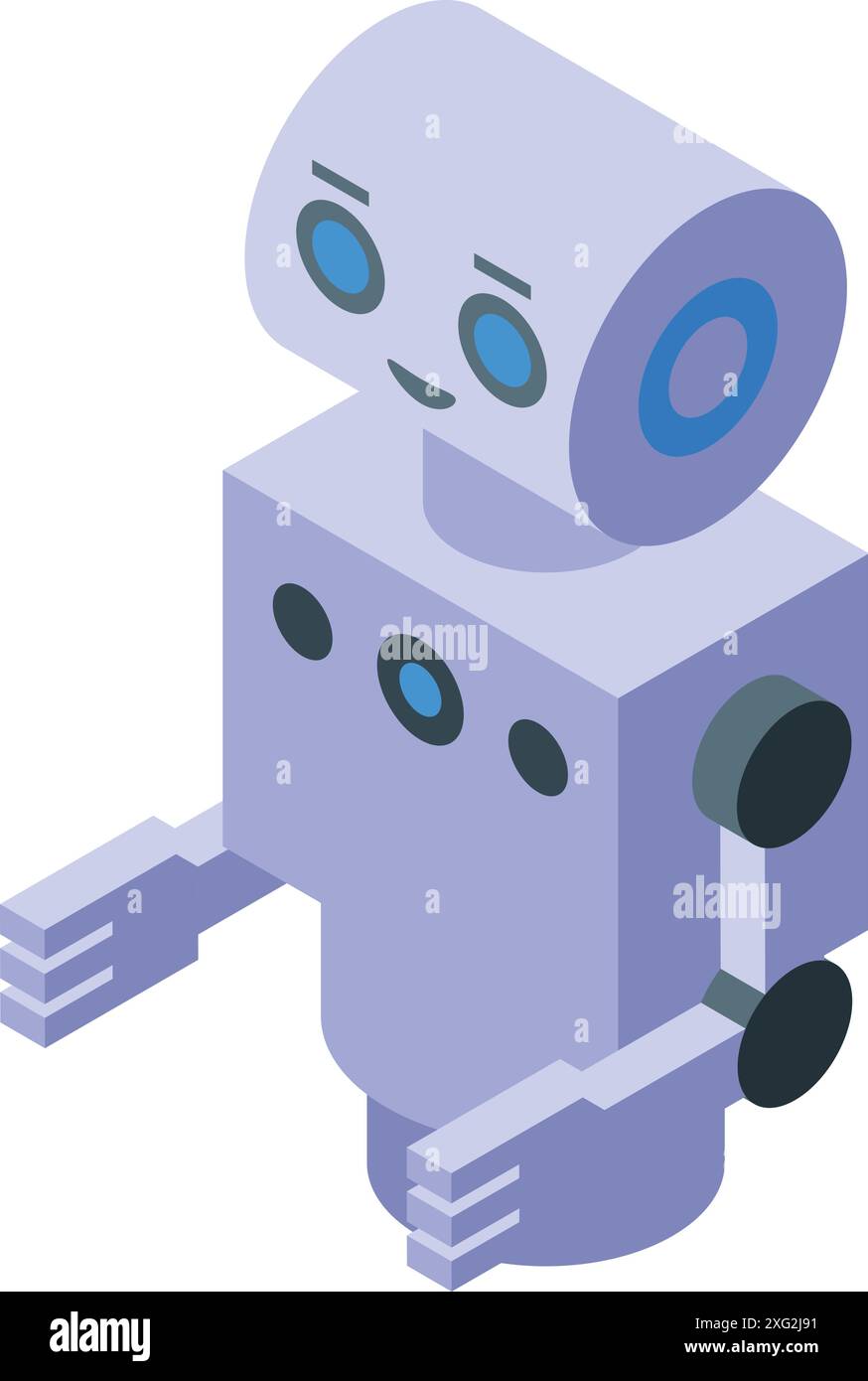 White artificial intelligence robot smiling isometric view Stock Vector ...
