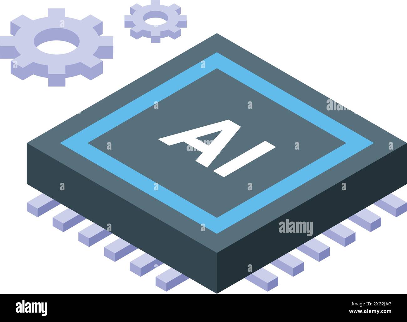 Isometric microchip using artificial intelligence with gears working Stock Vector Image & Art ...