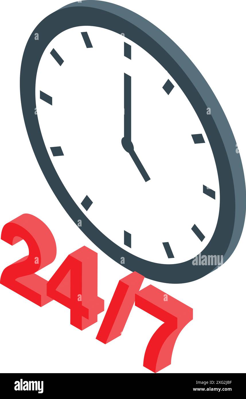 Clock face showing 24 hours 7 days open concept Stock Vector Image ...