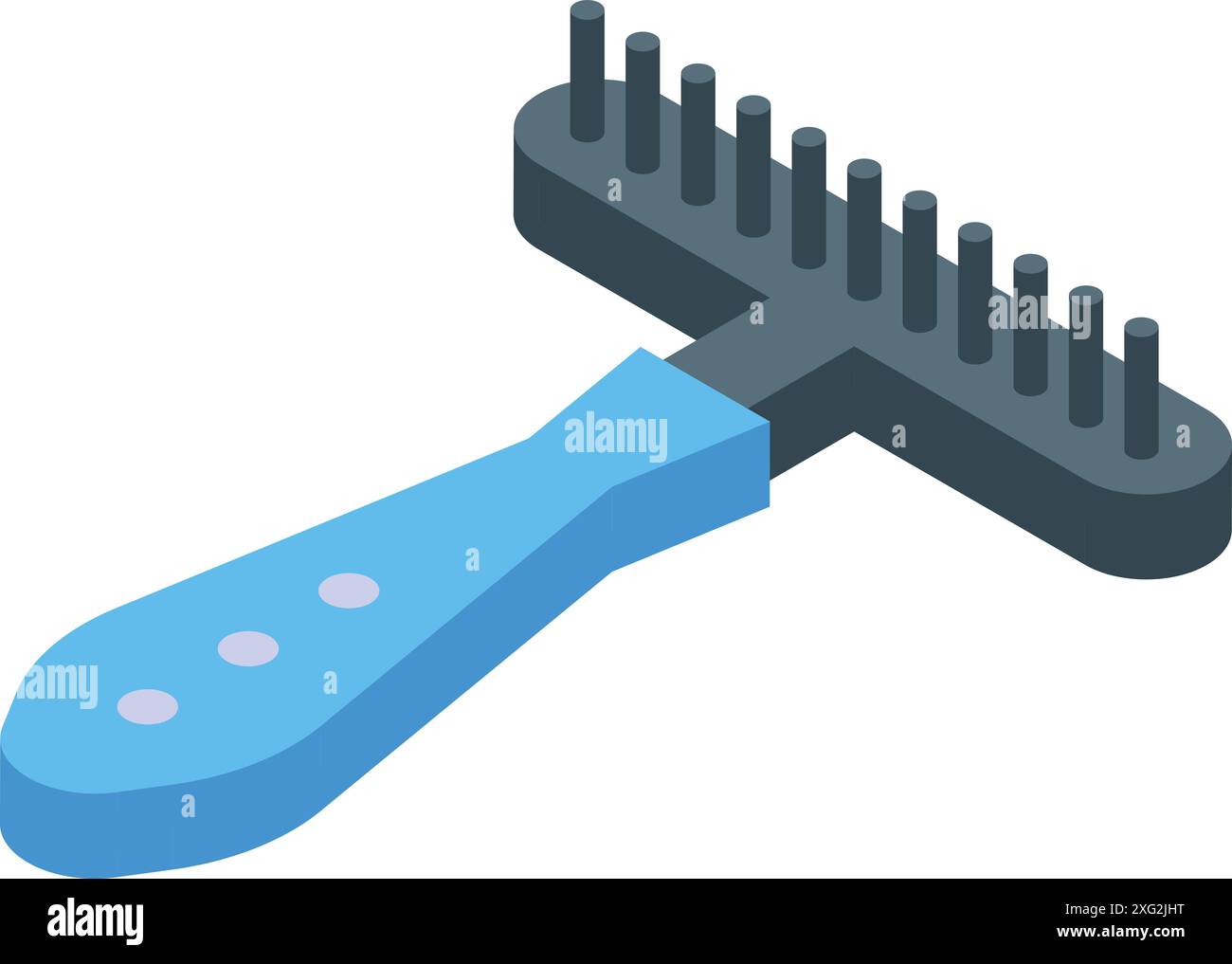 Dog brush with blue handle for grooming pets lying on white background ...