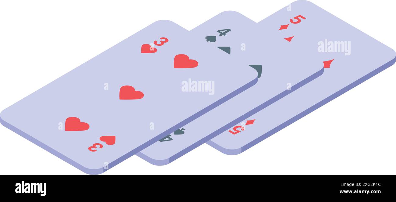 Three playing cards are showing hearts, spades and diamonds suits in ...