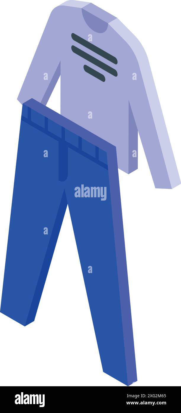 Isometric icon of a long sleeve shirt and pants floating in a virtual ...