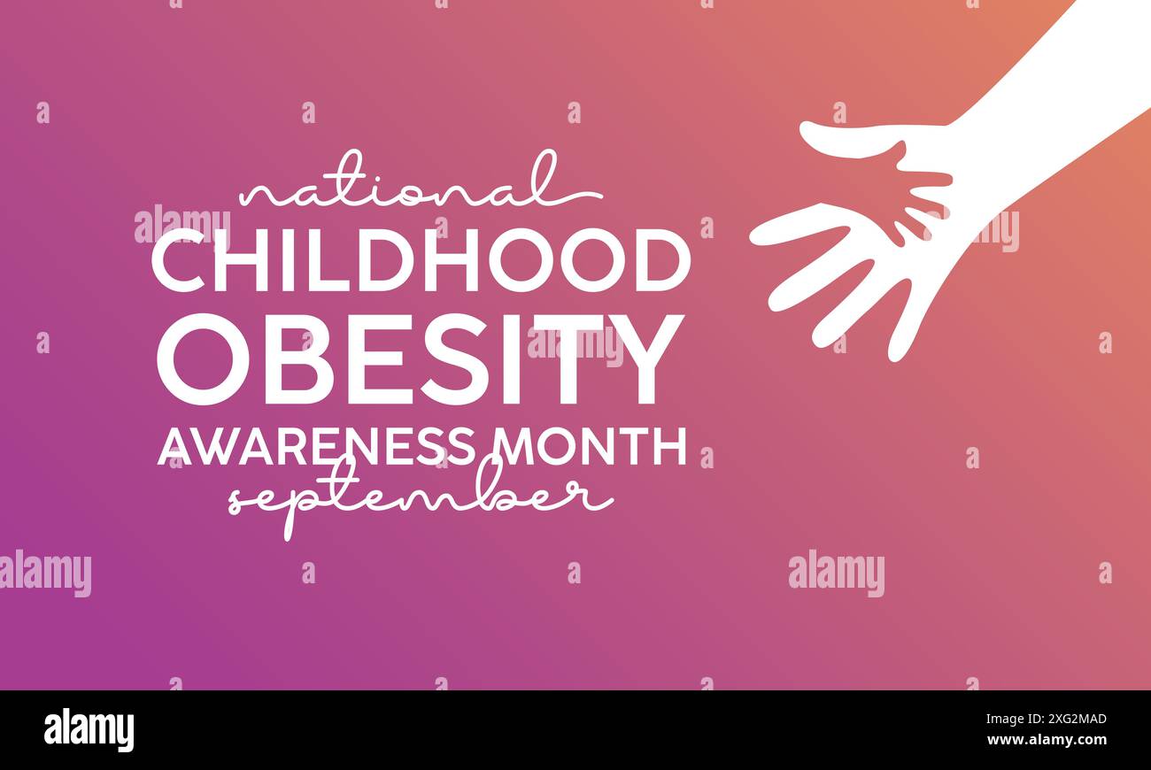 National Childhood Obesity Awareness month. Greeting card, poster ...