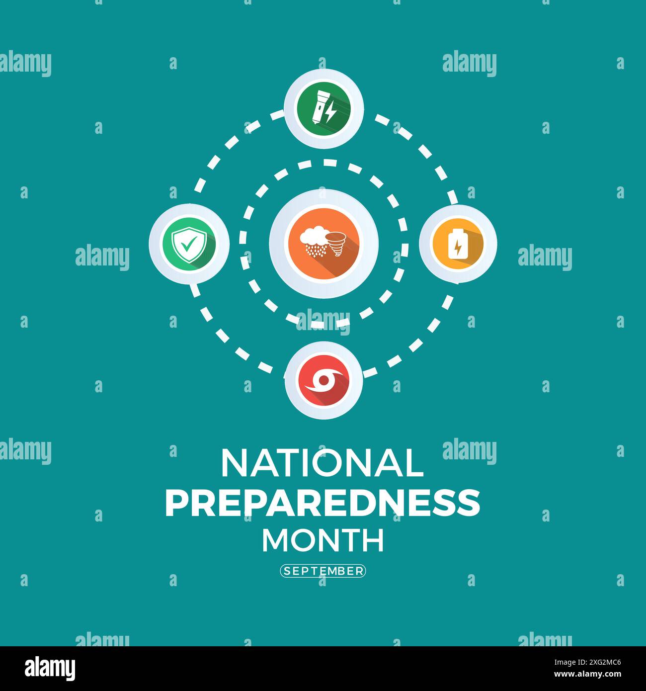 National Preparedness Month. Emergency concept Greeting card, poster, Ribbon, banner, Vector ...