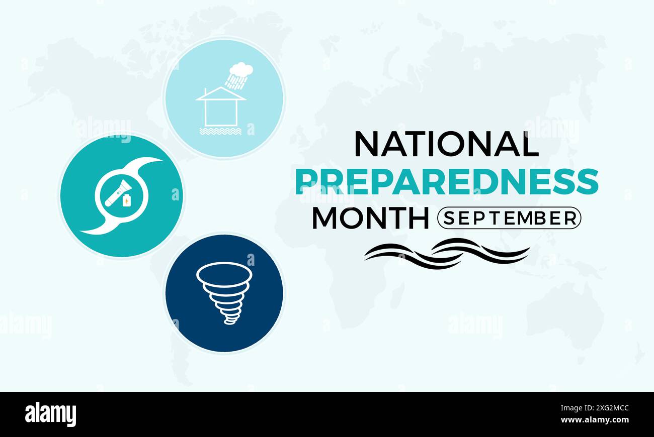 National Preparedness Month. Emergency concept Greeting card, poster ...