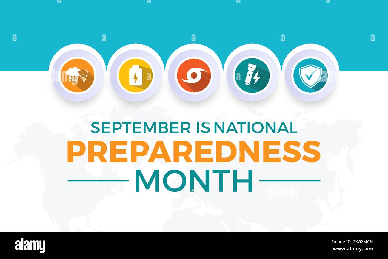 National Preparedness Month. Emergency concept Greeting card, poster ...