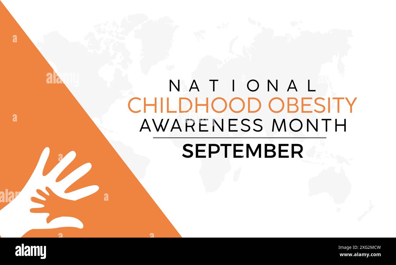 National Childhood Obesity Awareness month. Greeting card, poster ...