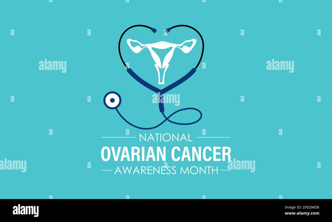 National Ovarian Cancer Awareness Month. Greeting card, poster, Ribbon ...