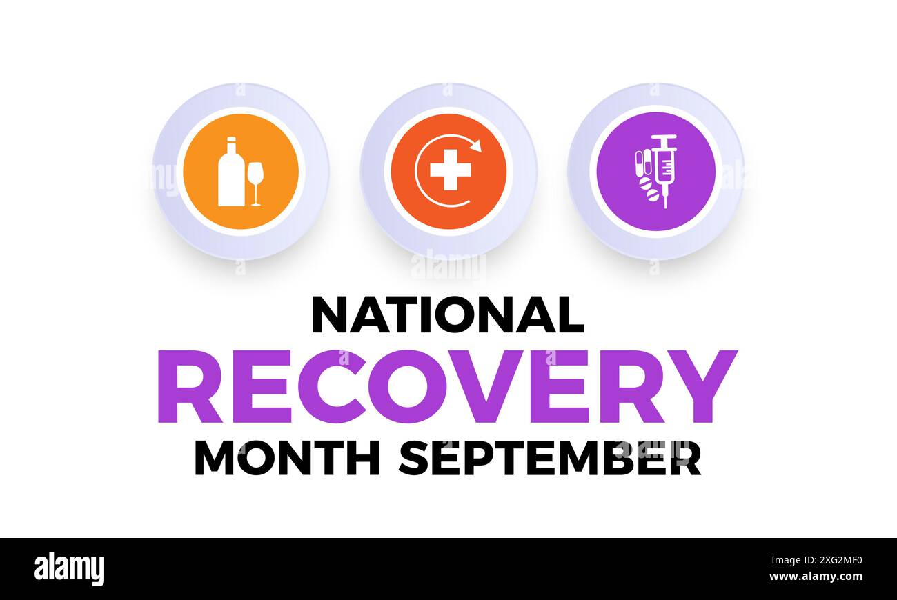 National Recovery Month in september. Health Care concept Greeting card ...