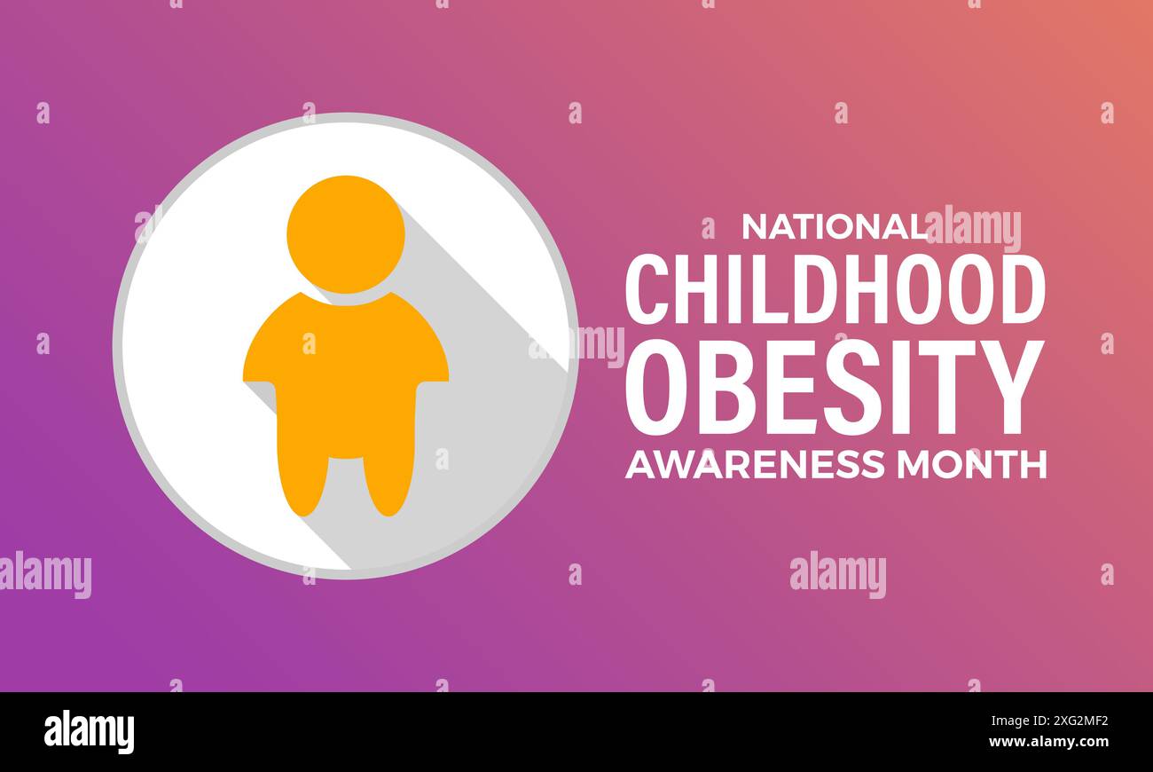 National Childhood Obesity Awareness month. Greeting card, poster ...