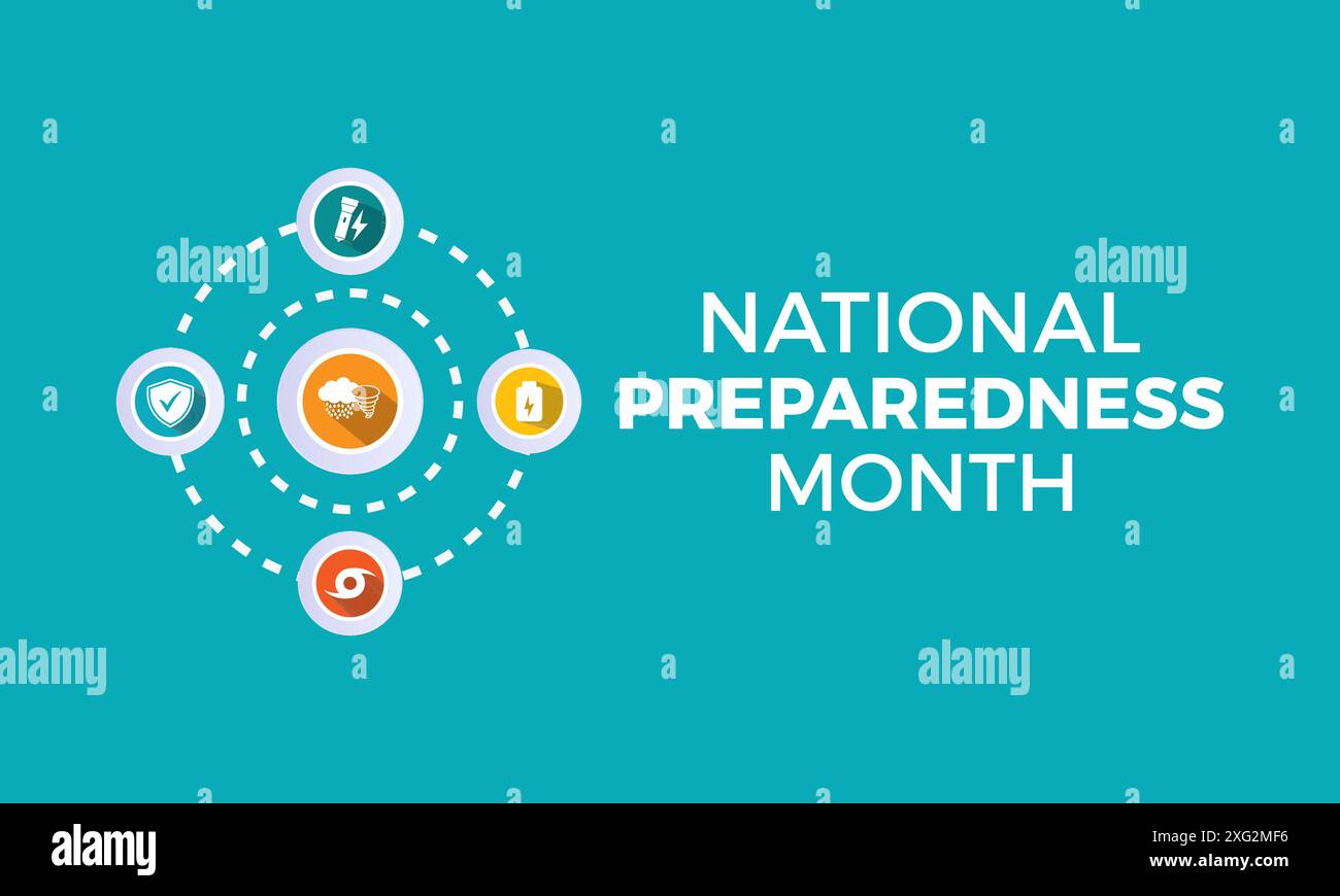 National Preparedness Month. Emergency concept Greeting card, poster ...