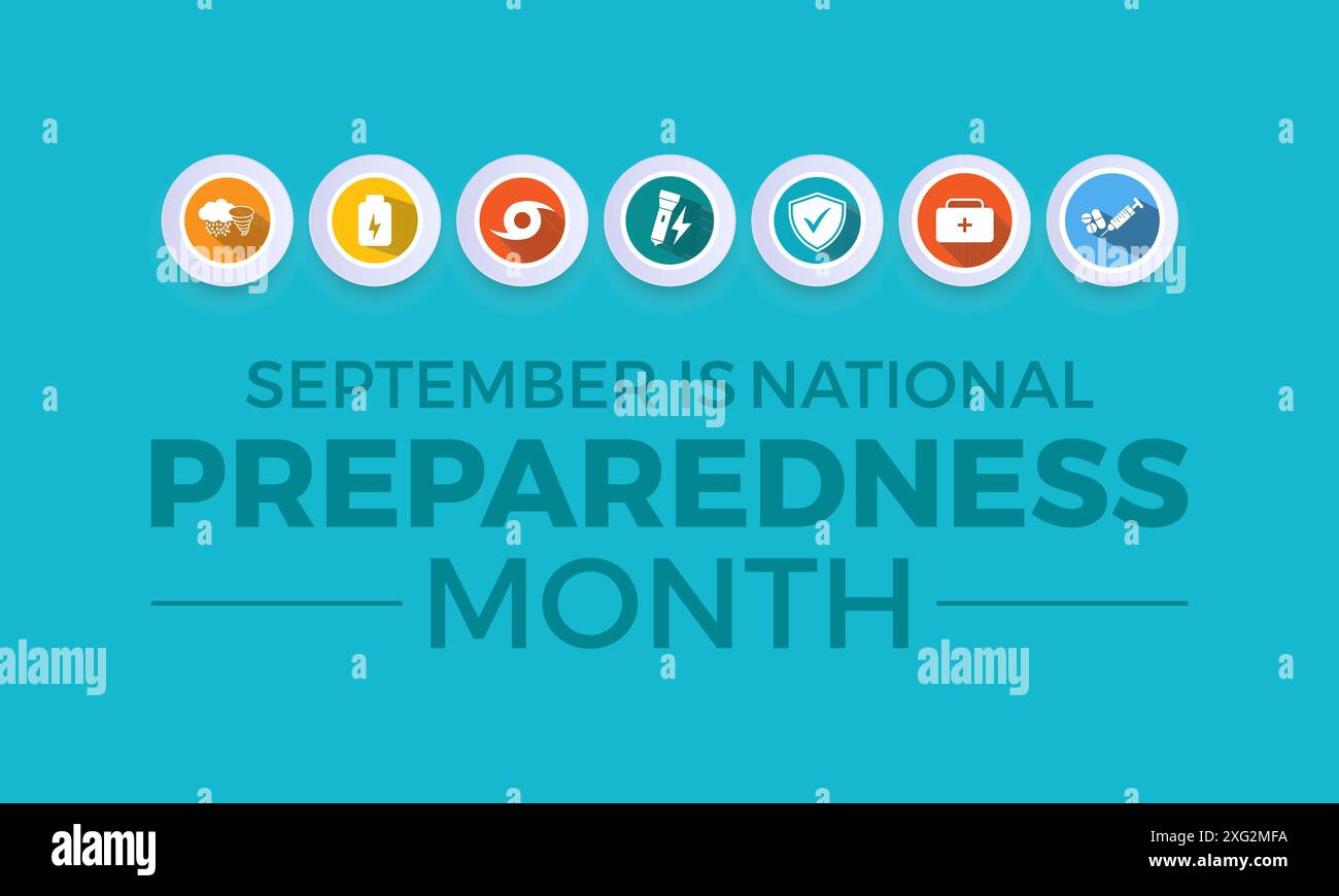 National Preparedness Month. Emergency concept Greeting card, poster ...