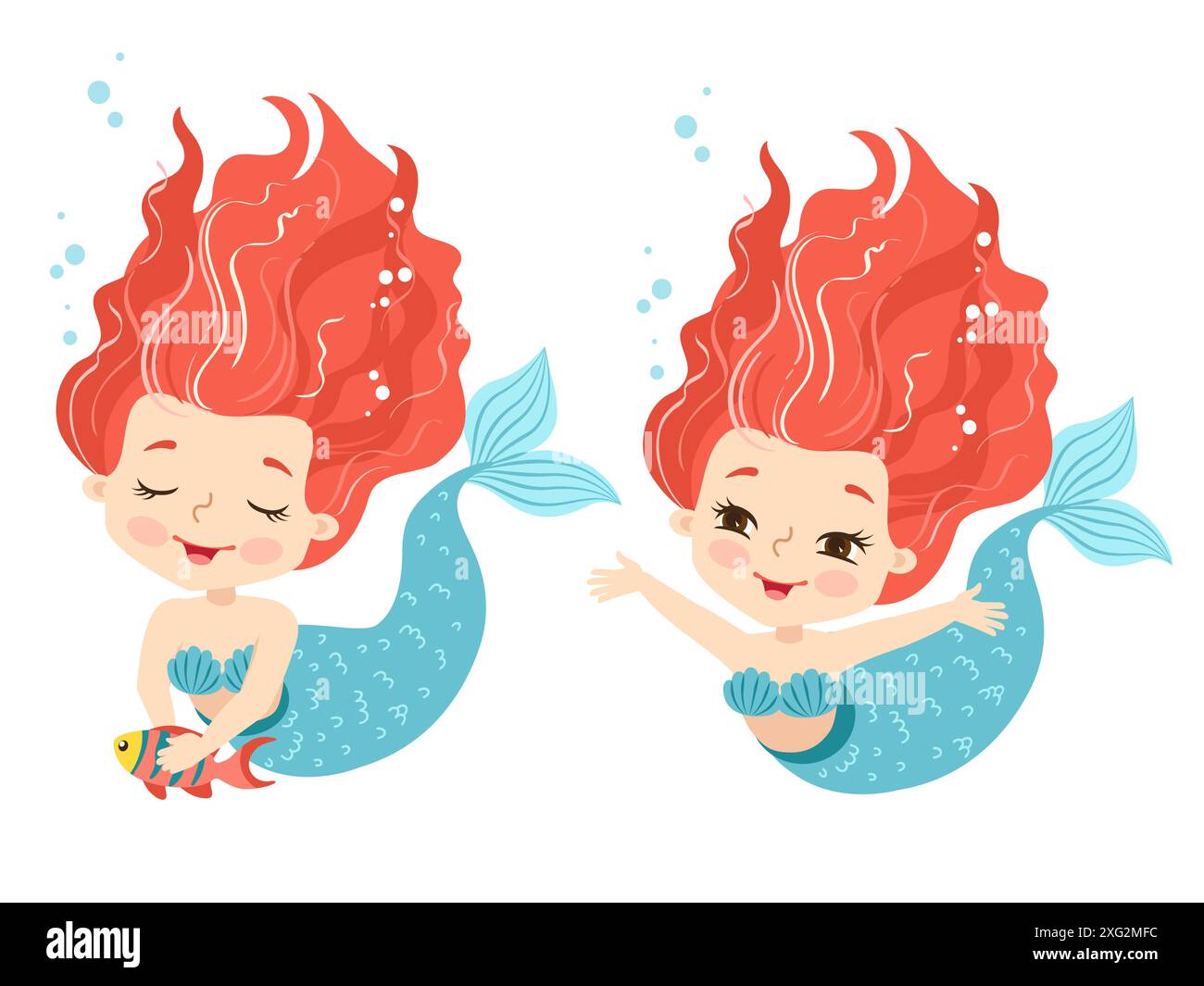 Hand drown vector illustration. Beautiful Mermaid on white background Stock Vector Image & Art ...