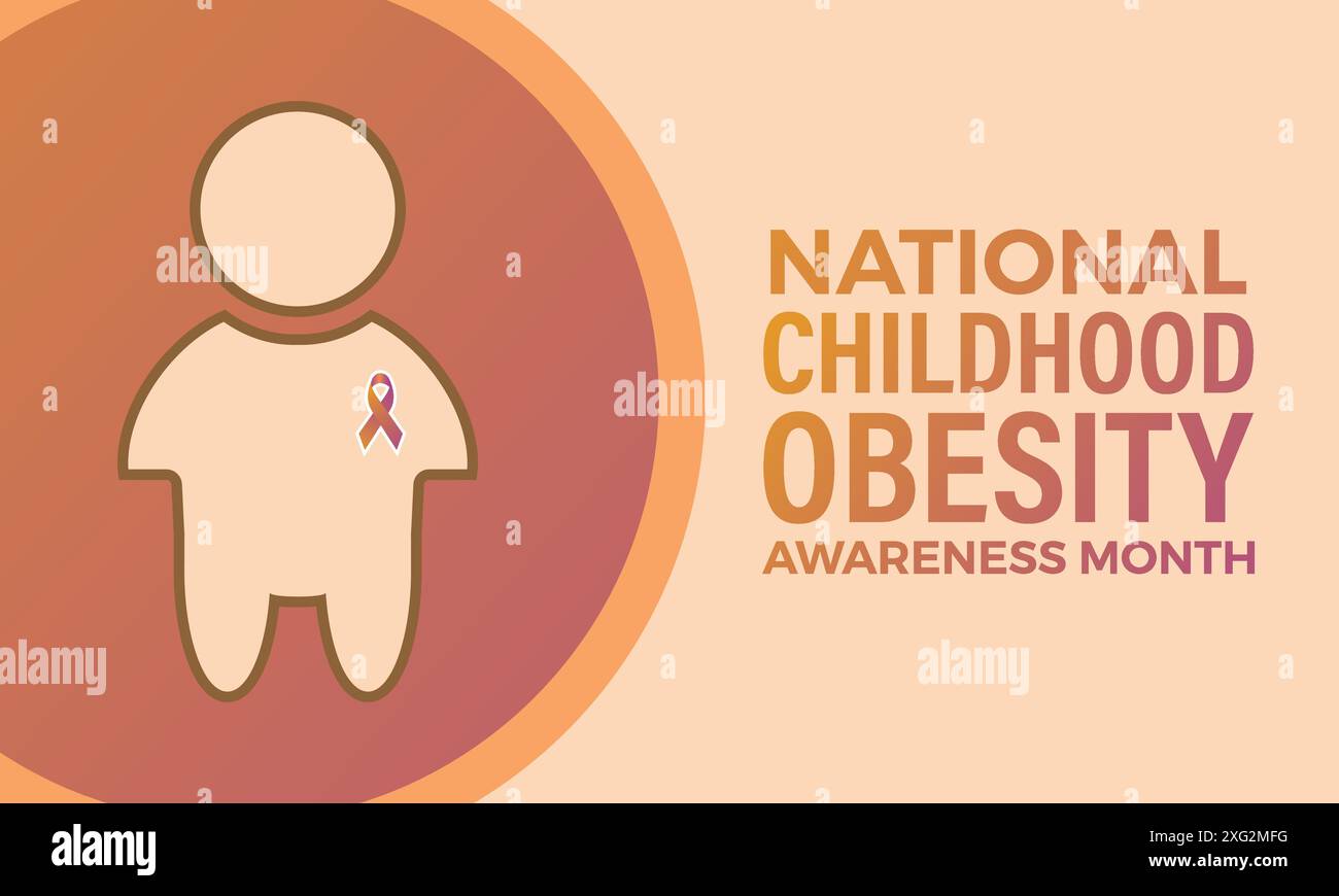 National Childhood Obesity Awareness month. Greeting card, poster ...