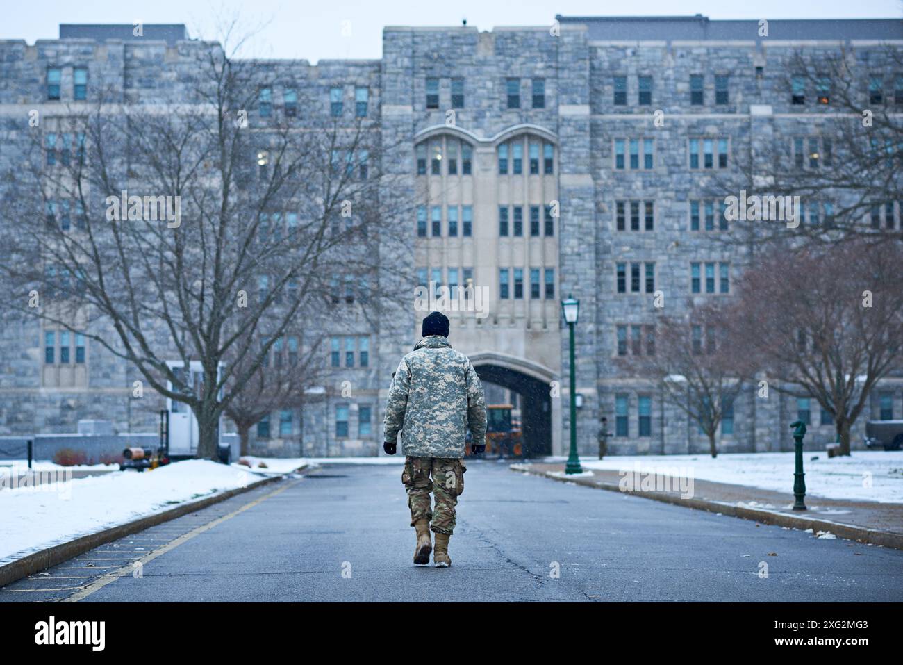 Back, man and army soldier in uniform, walking and duty for pride ...