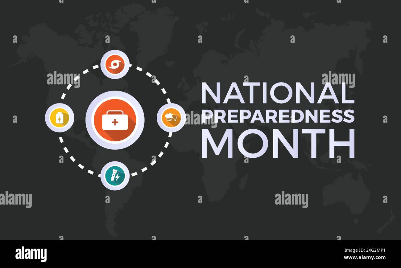 National Preparedness Month. Emergency concept Greeting card, poster ...