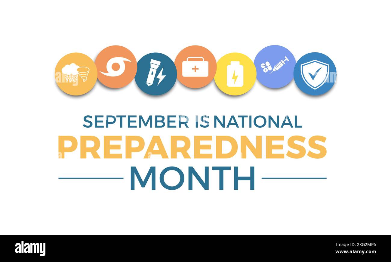 National Preparedness Month. Emergency concept Greeting card, poster ...
