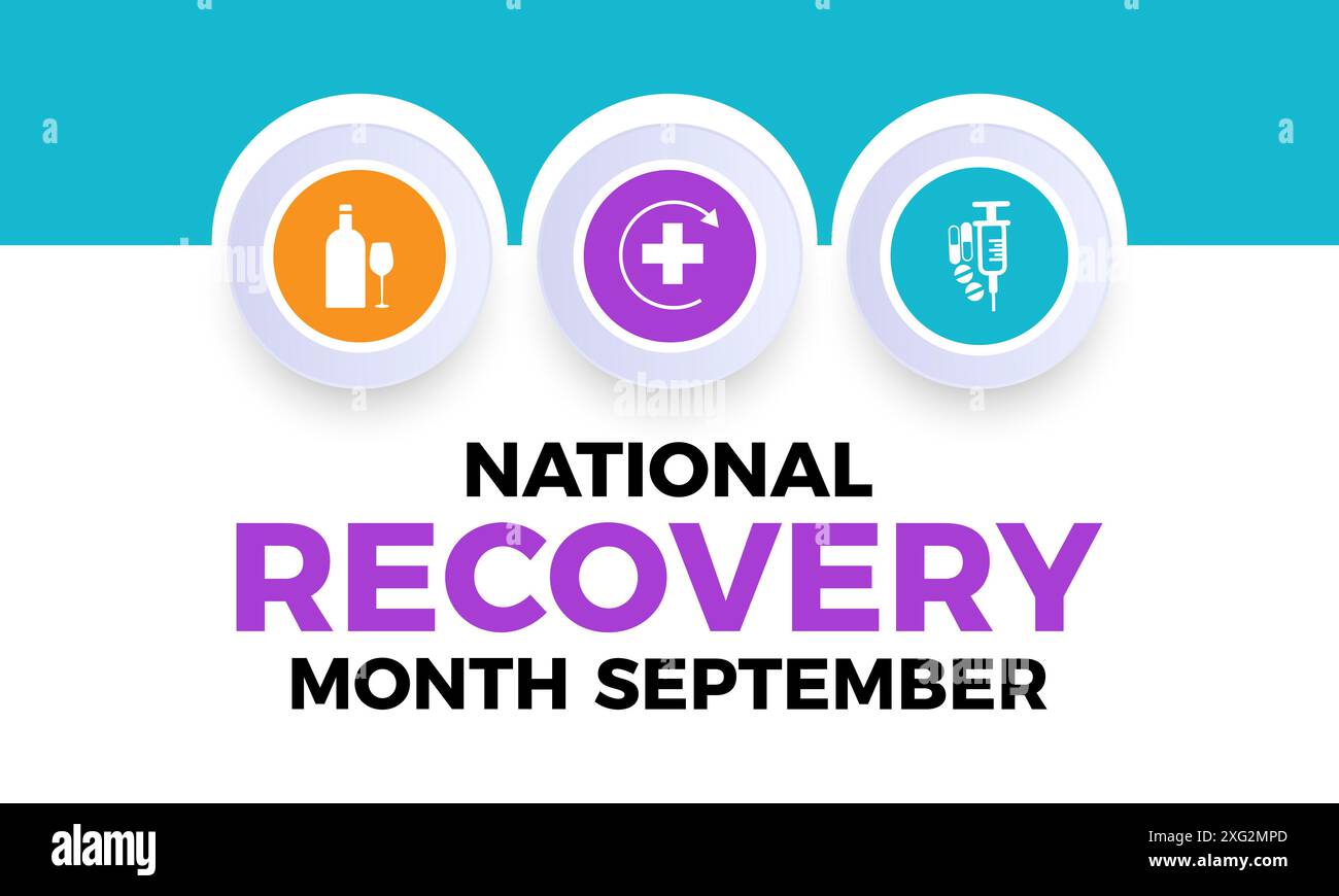 National Recovery Month in september. Health Care concept Greeting card ...