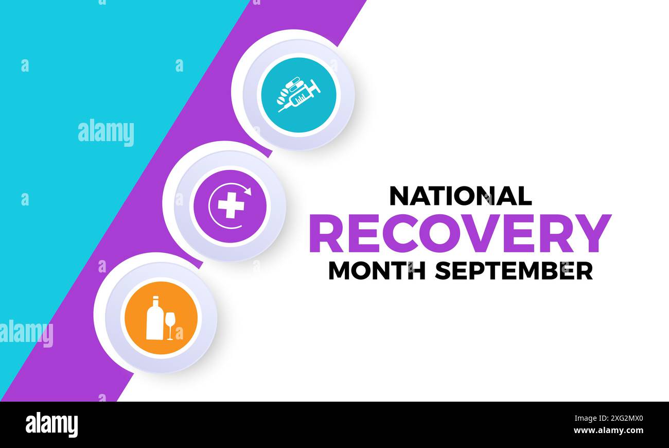 National Recovery Month in september. Health Care concept Greeting card ...