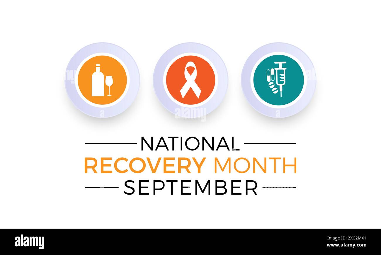 National Recovery Month in september. Health Care concept Greeting card ...