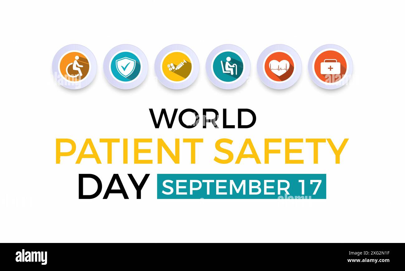 World Patient Safety Day in september 17. Health Care concept Greeting card, poster, Ribbon ...