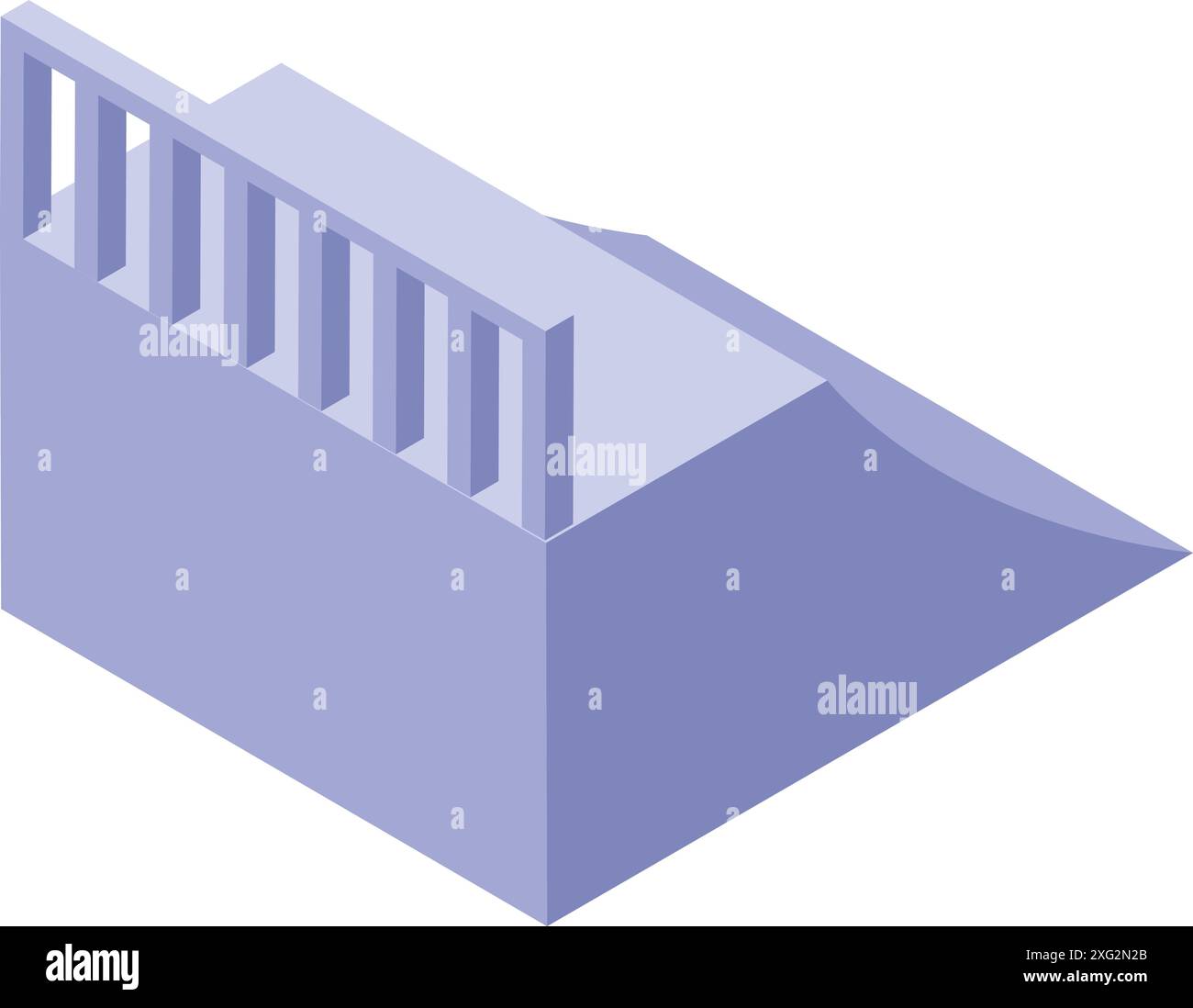 Purple skate park ramp isometric with safety railing for jumping and ...