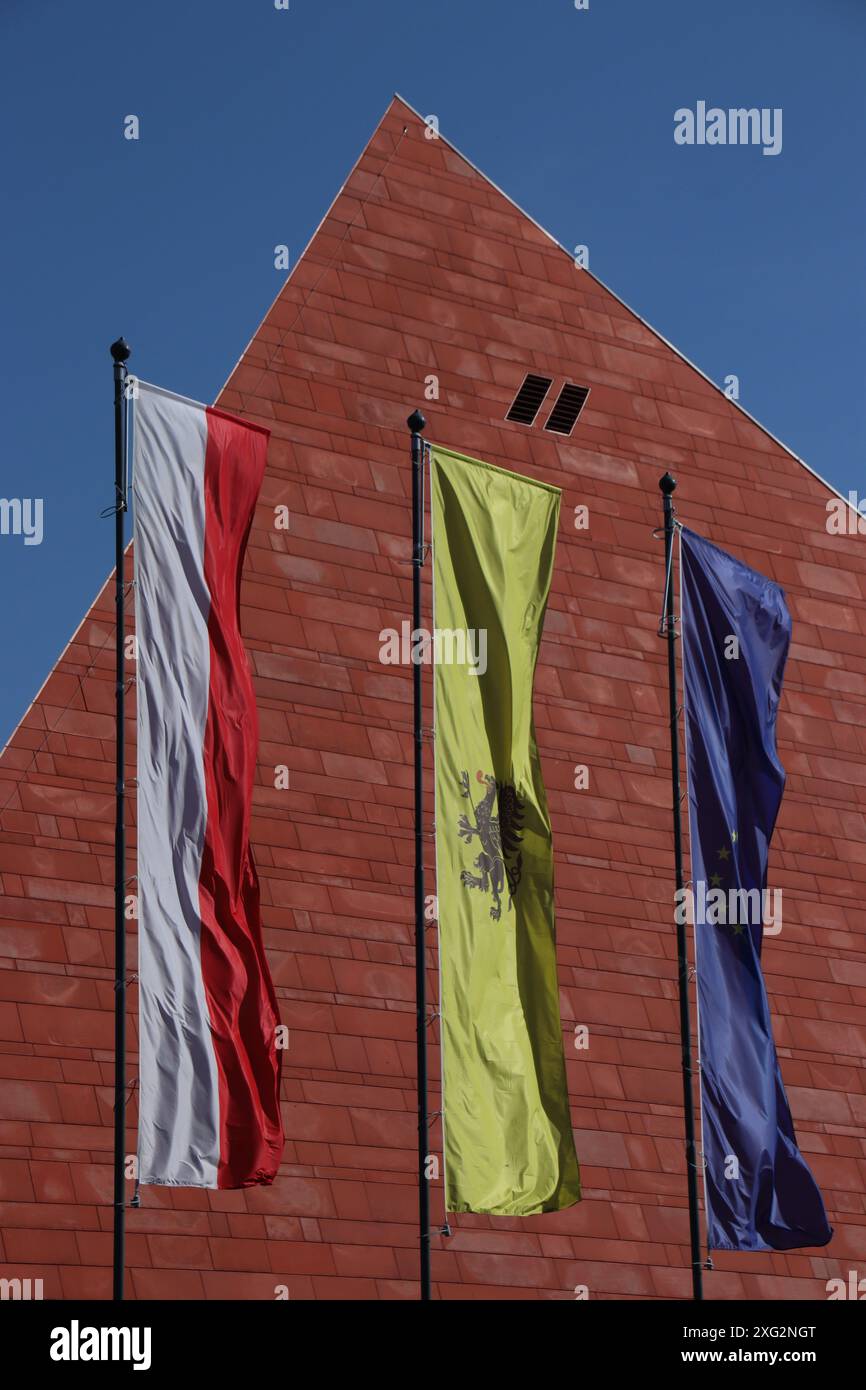 Three flags in front of WWII museum in Gdansk Stock Photo - Alamy
