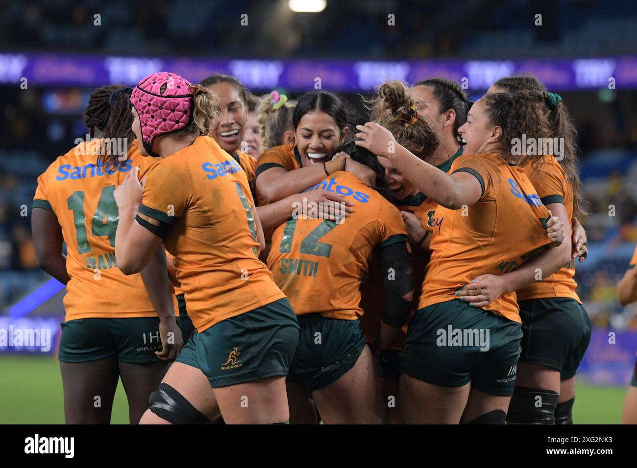 Australian women rugby team players celebrate during the Women's Rugby ...
