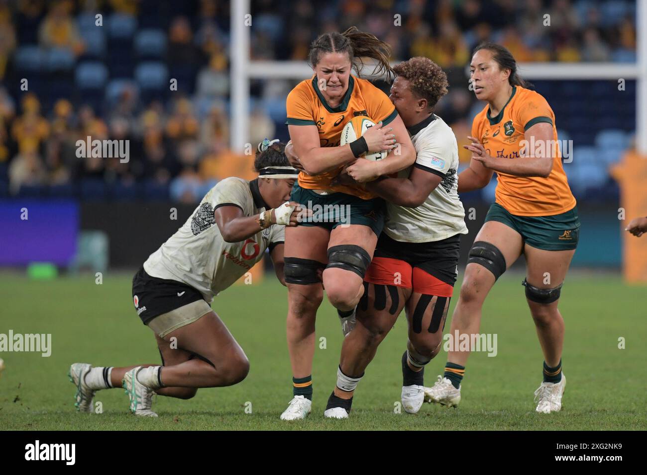 Michaela Leonard (C) of Australia women rugby team is seen in action ...