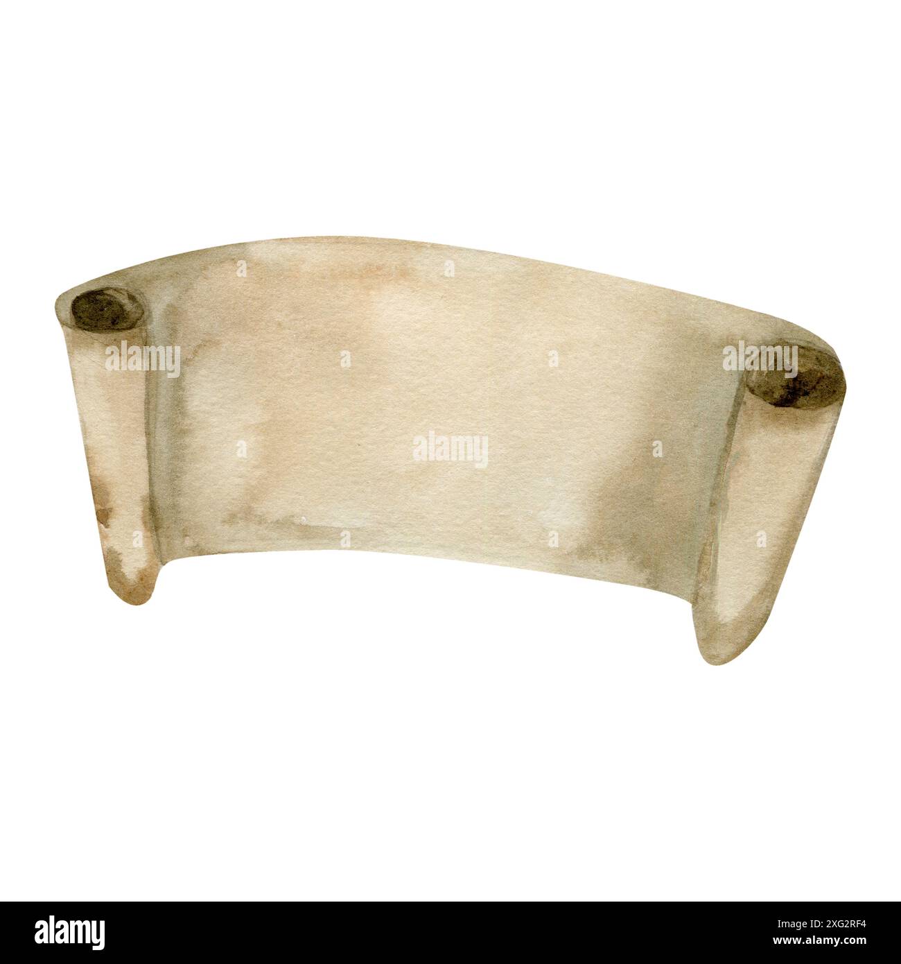 Watercolor vintage paper scroll illustration. Hand drawn paper stripe ...