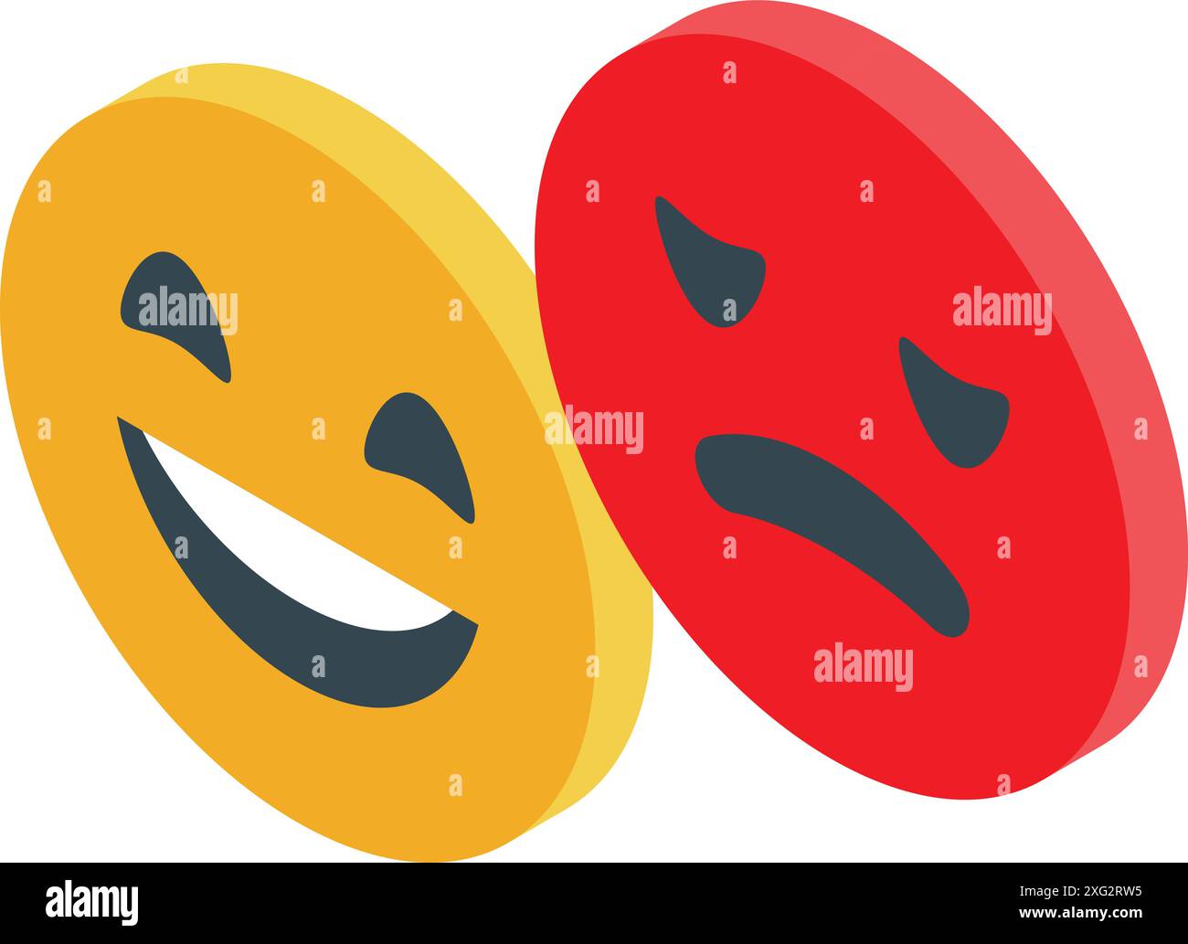 Concept of client feedback with two emoticons, one smiling and one ...