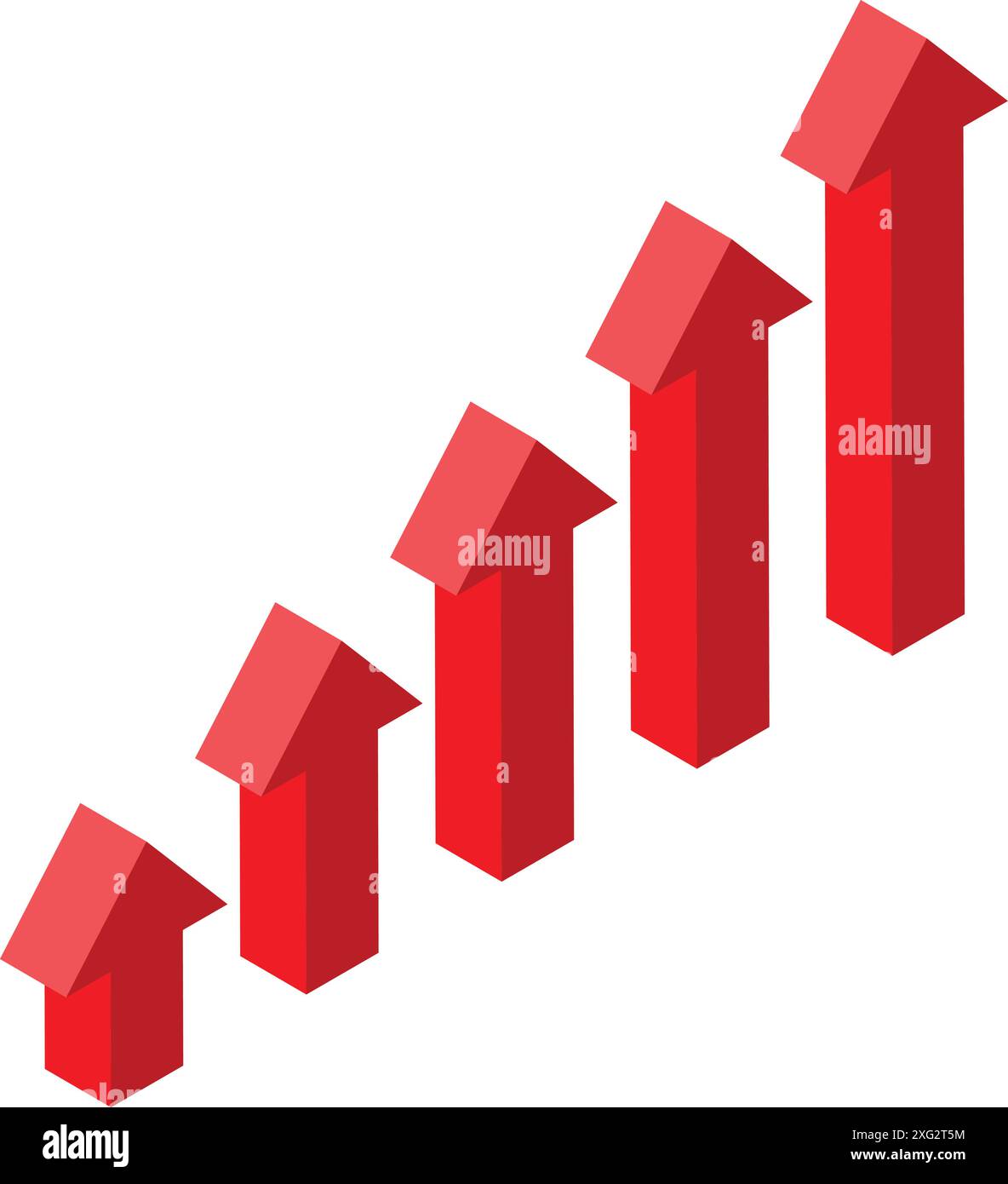 3d illustration of red arrows growing upward showing business success ...