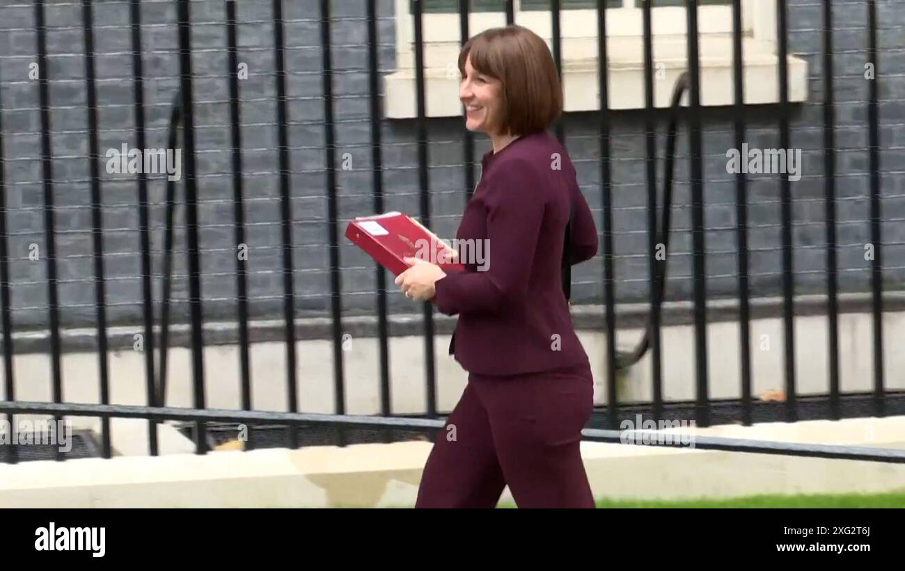 Screen grab taken from PA Video of Chancellor Rachel Reeves arriving in ...