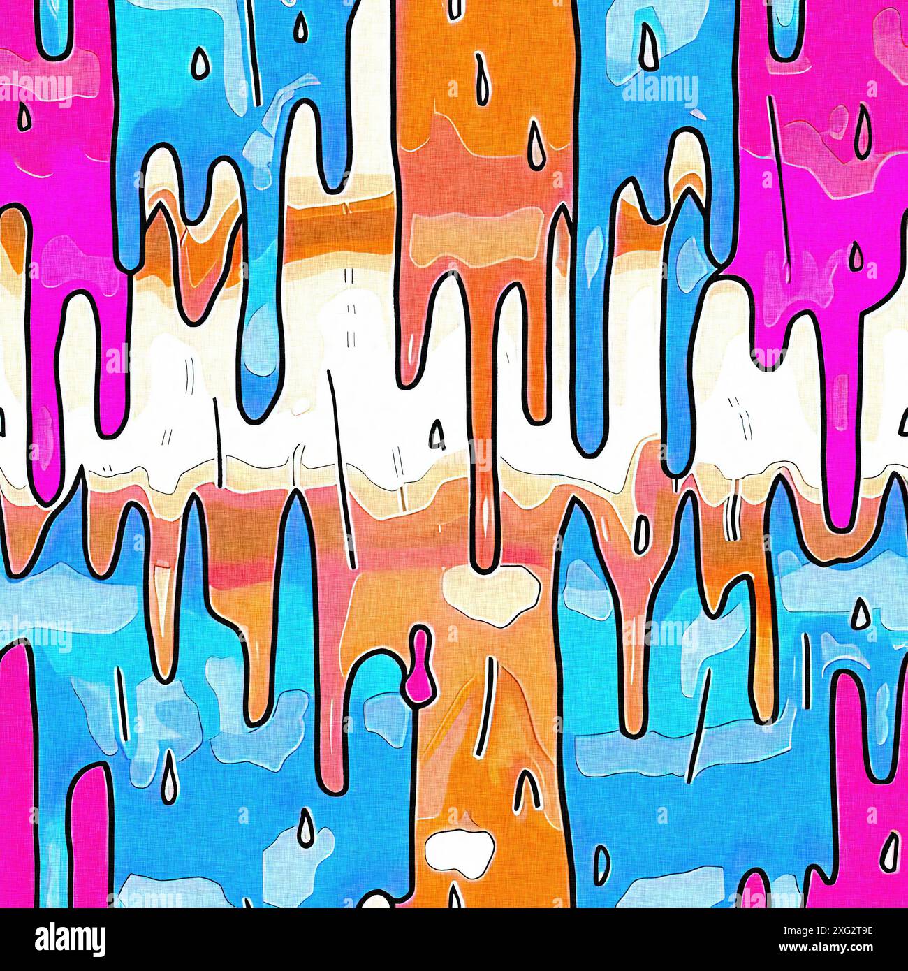 Fun dripping paint effect digital pattern with whimsical ink splodge ...