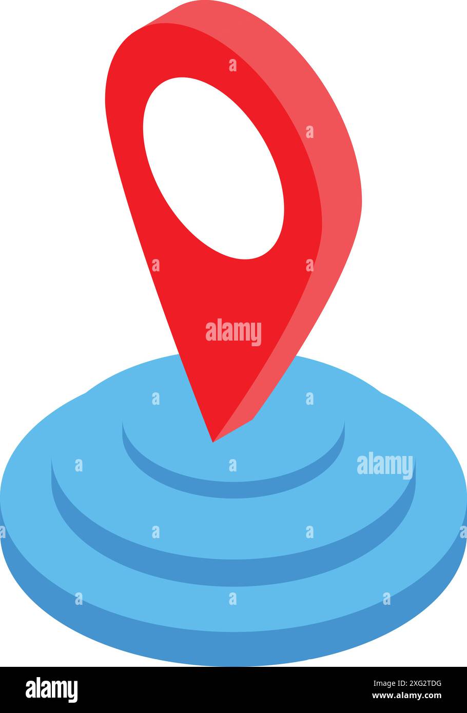 Red location pin pointing on a blue circular area, a concept for ...