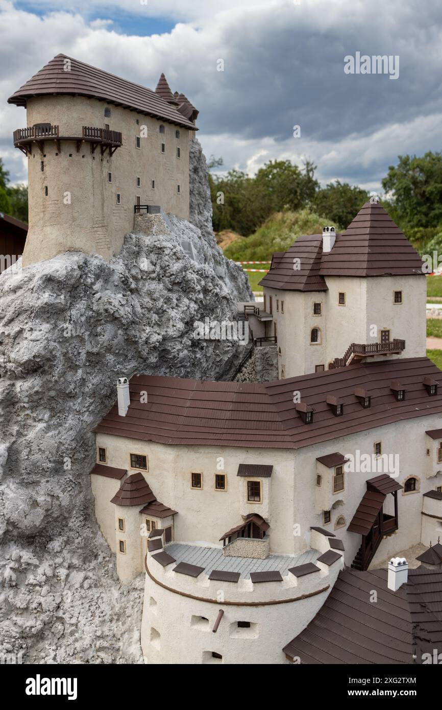 Exact miniature copy of the historical Orava castle. Miniatures park ...