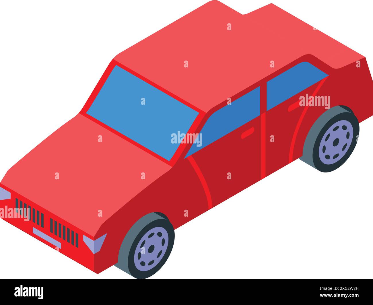 Red car illustration showing a modern transportation icon in isometric ...