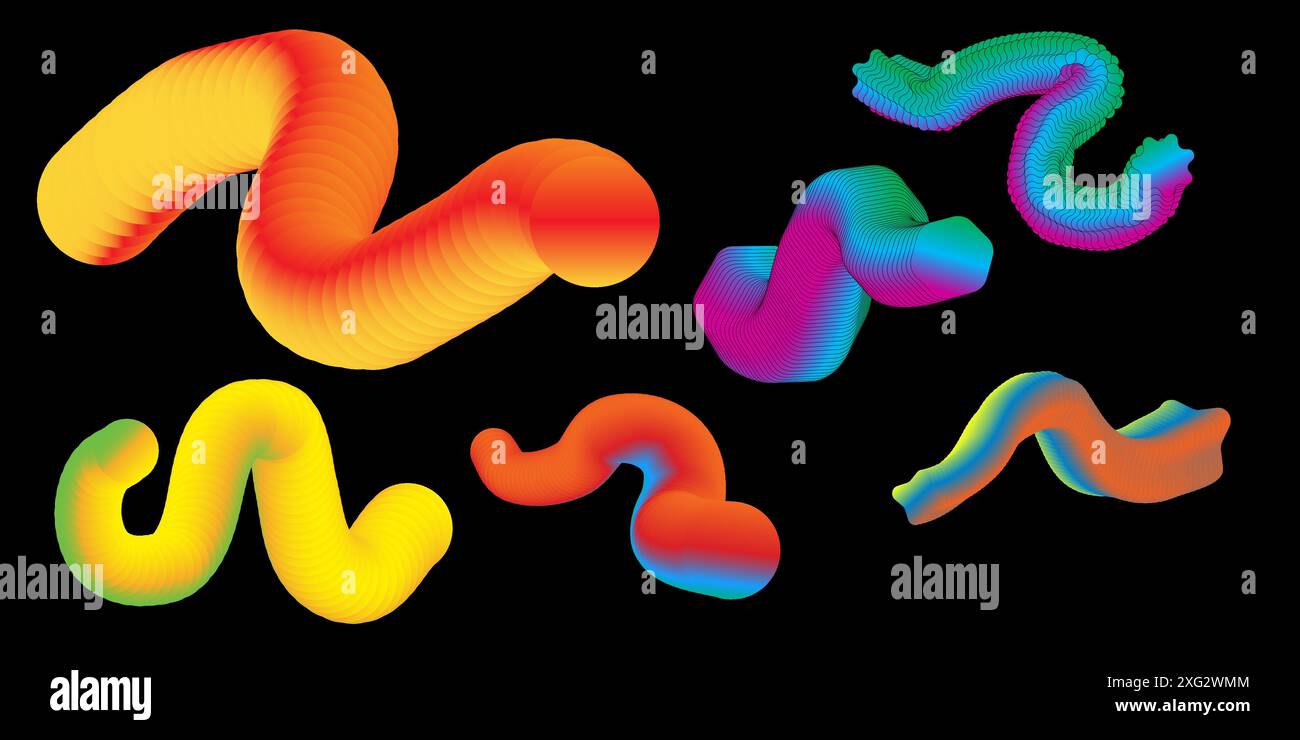 Set of bright blend form isolated. Yellow, red, blue, green, orange ...