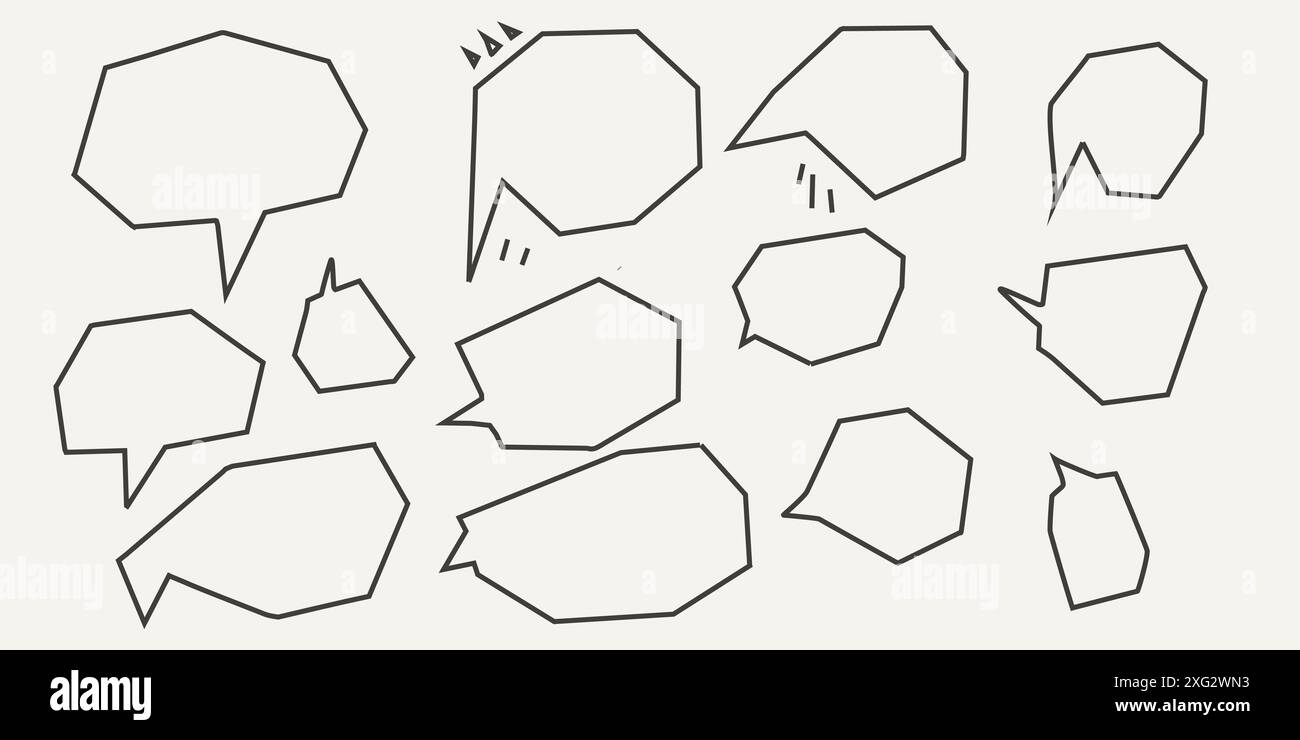 Set of hand-drawn speech bubbles. Vector chat speech or dialogue Stock ...