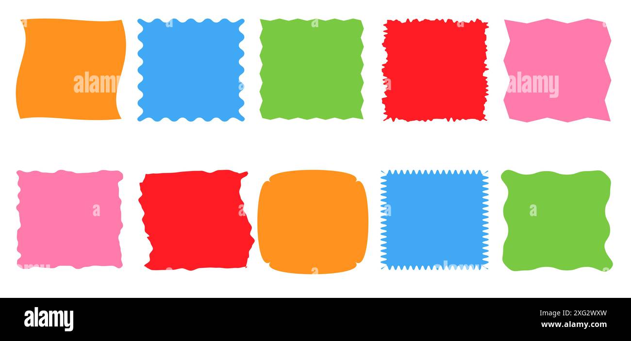 Squiggle frames set. Jaggered edges, retro scallop frames, psychedelic ...