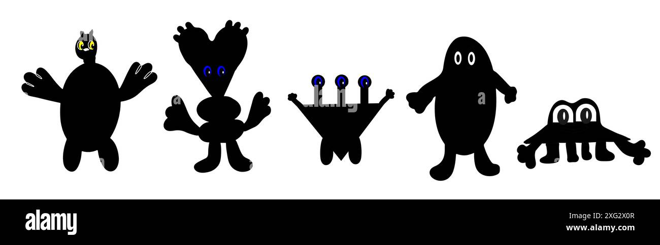 Set of colored monsters kid isolated. Set of cute monsters. Bizzare ...