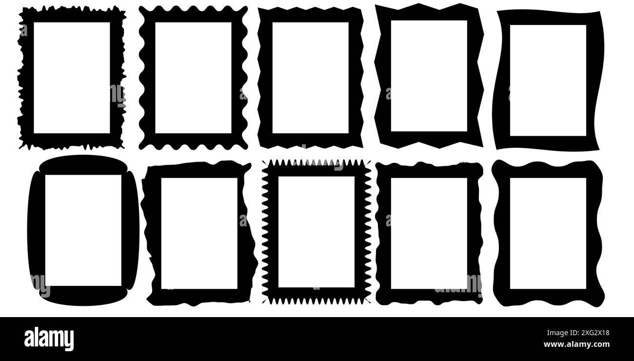 Squiggle stories frames set. Jaggered edges, retro scallop frames ...