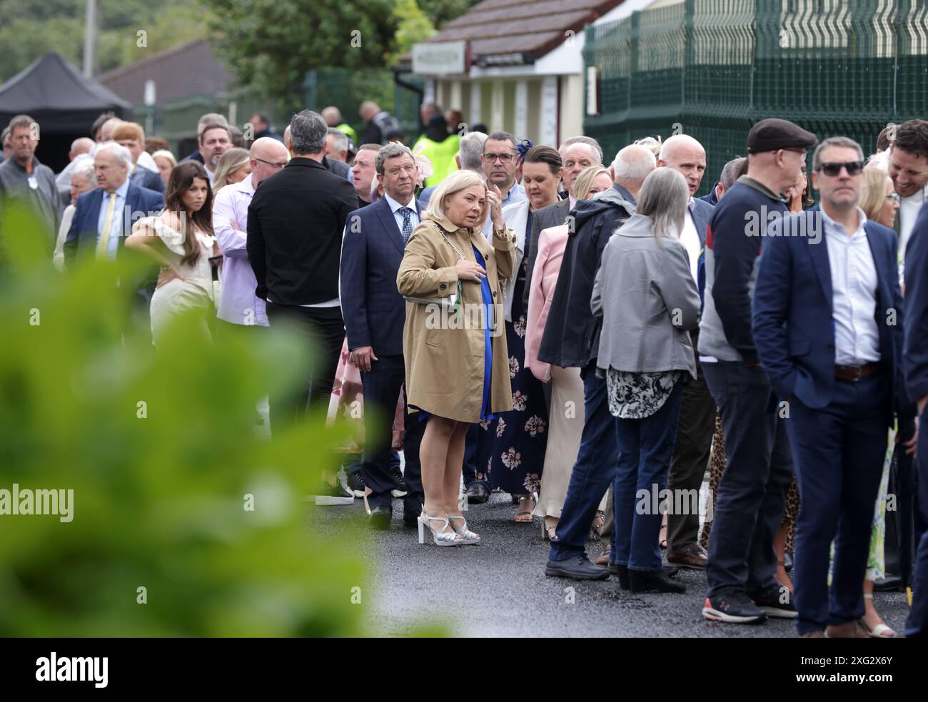 Racegoers arriving on bet365 Old Newton Cup Day at Haydock Park ...