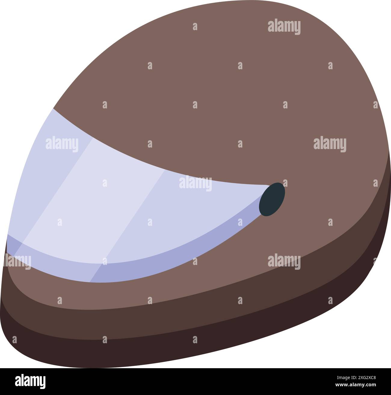 Brown motorcycle helmet with closed visor protecting the head of a ...