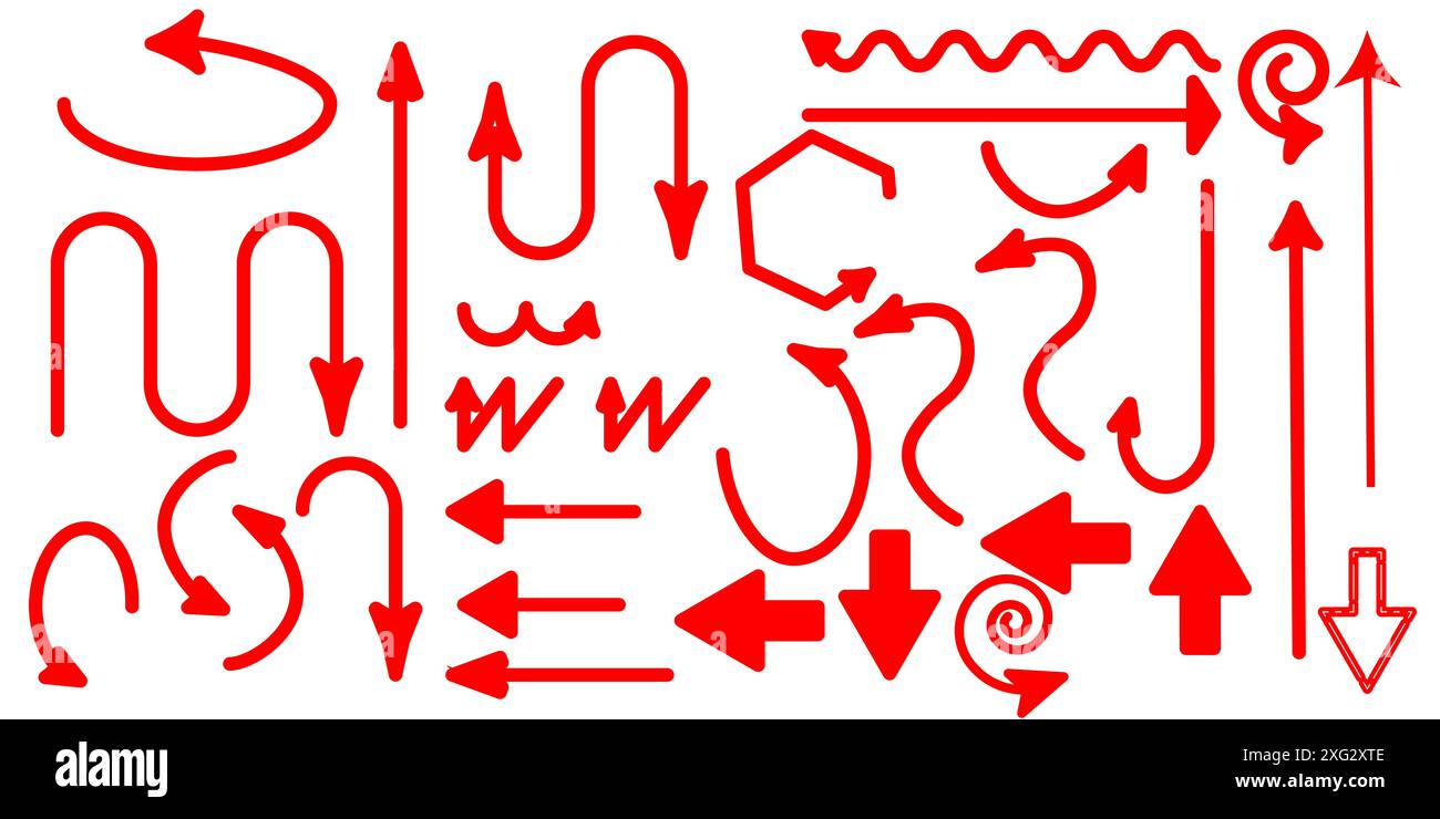 Red curved arrow down icon hi-res stock photography and images - Alamy