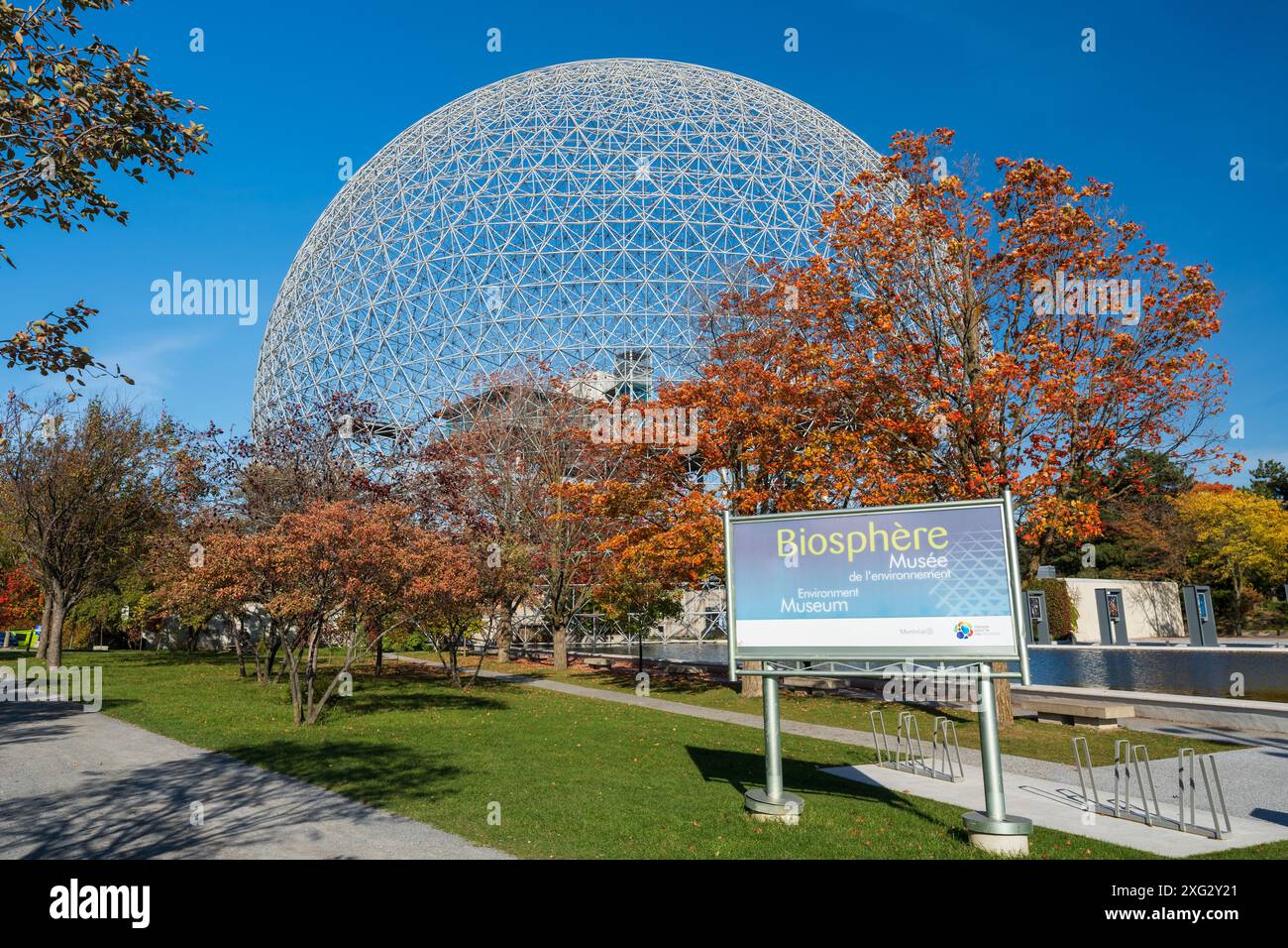 Montreal, Quebec, Canada. Montreal Biosphere in autumn. Jean-Drapeau ...