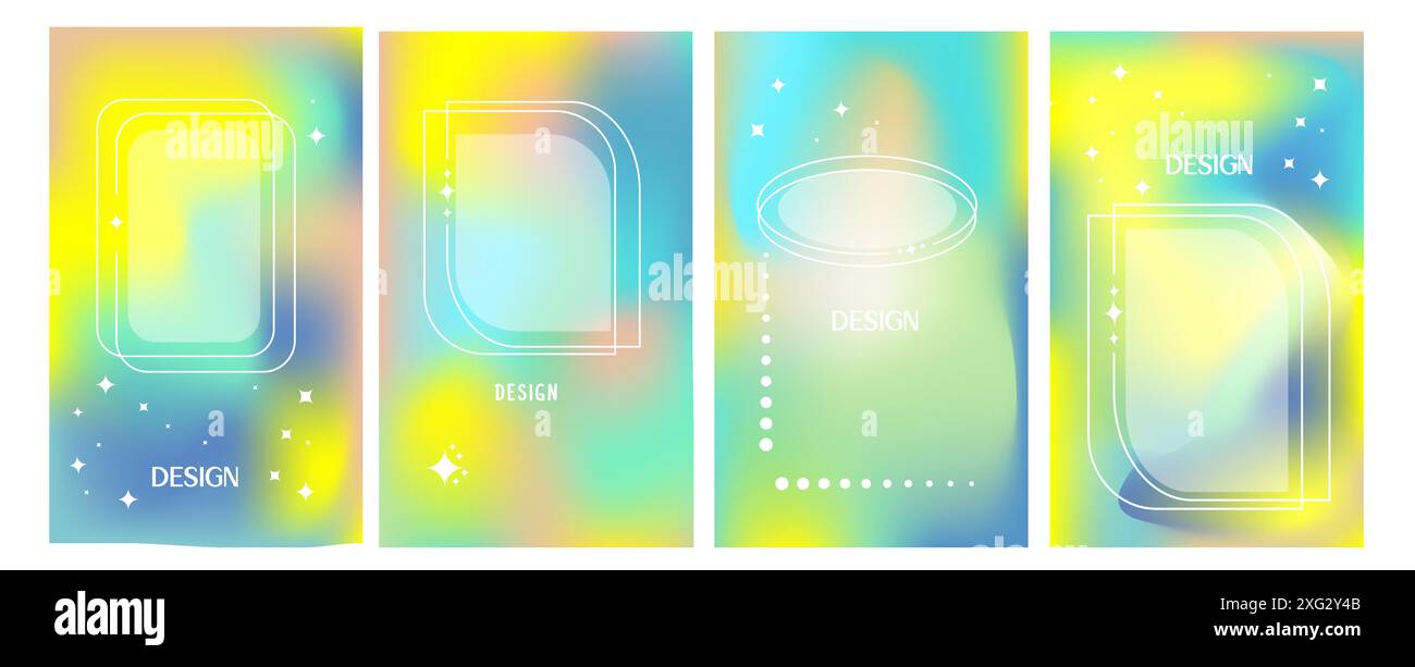 Set of blue and yellow bright modern posters Stock Vector Image & Art ...